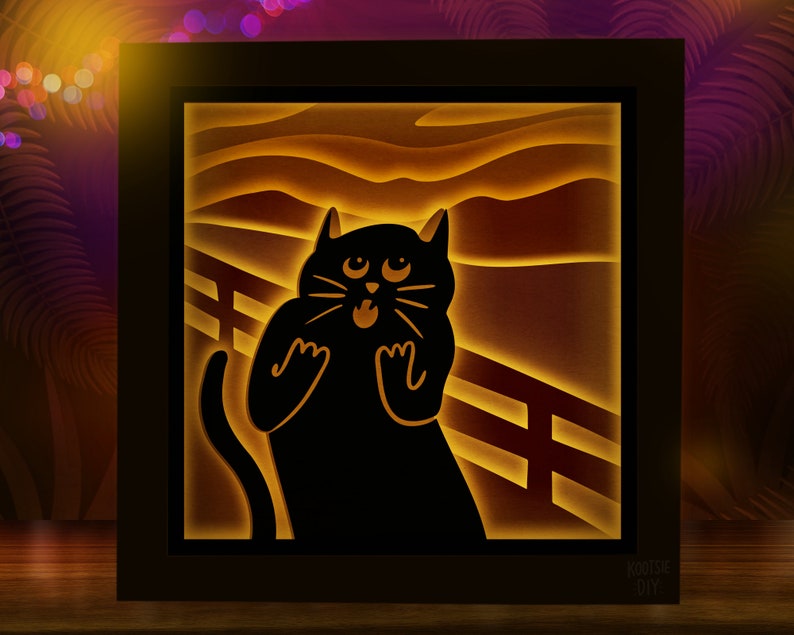 3D Layered Cat Shadow Box Svg for Cricut, Silhouette, Kitty 3d Layered ...