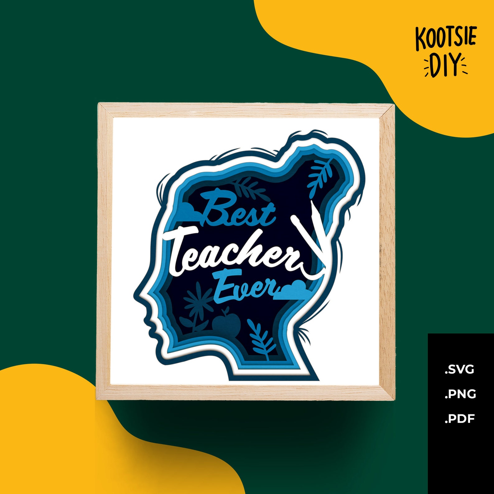 Teacher Shadow Box SVG for Cricut Silhouette School 3d - Etsy