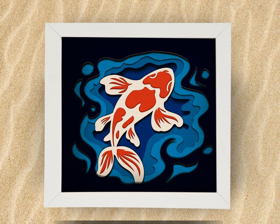 Koi Fish Shadow Box SVG for Cricut, Silhouette, Fishing 3d Layered ...