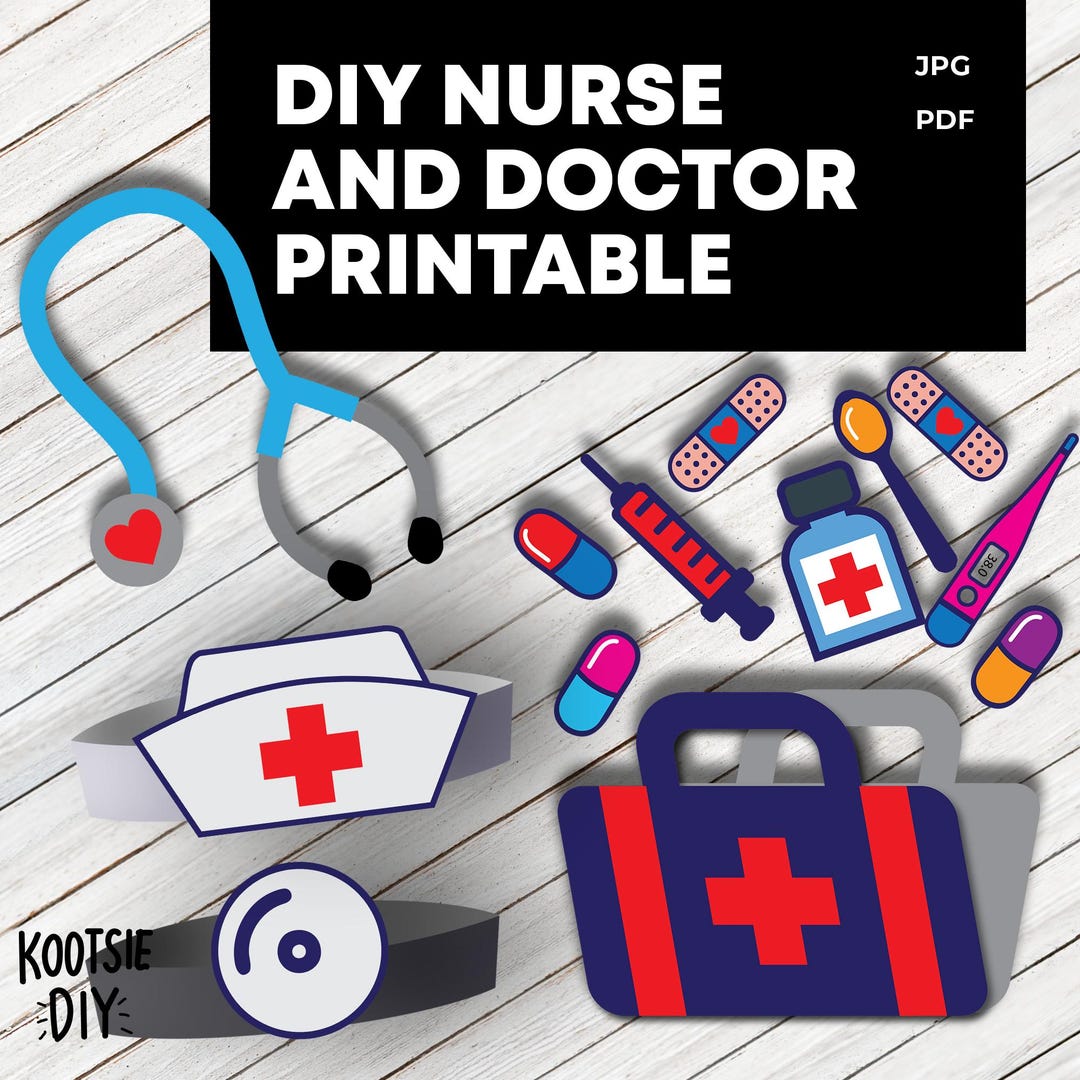 PRINTABLE DIY Nurse Doctor Printable Kit, Kids Pretend Play Medical Bag ...