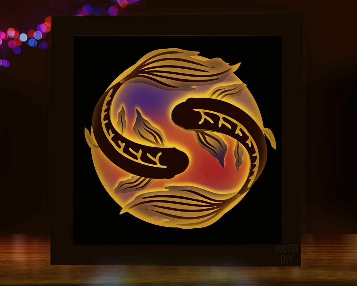 Koi Fish Pond Shadow Box SVG for Cricut, Silhouette, Fishing 3d Layered ...