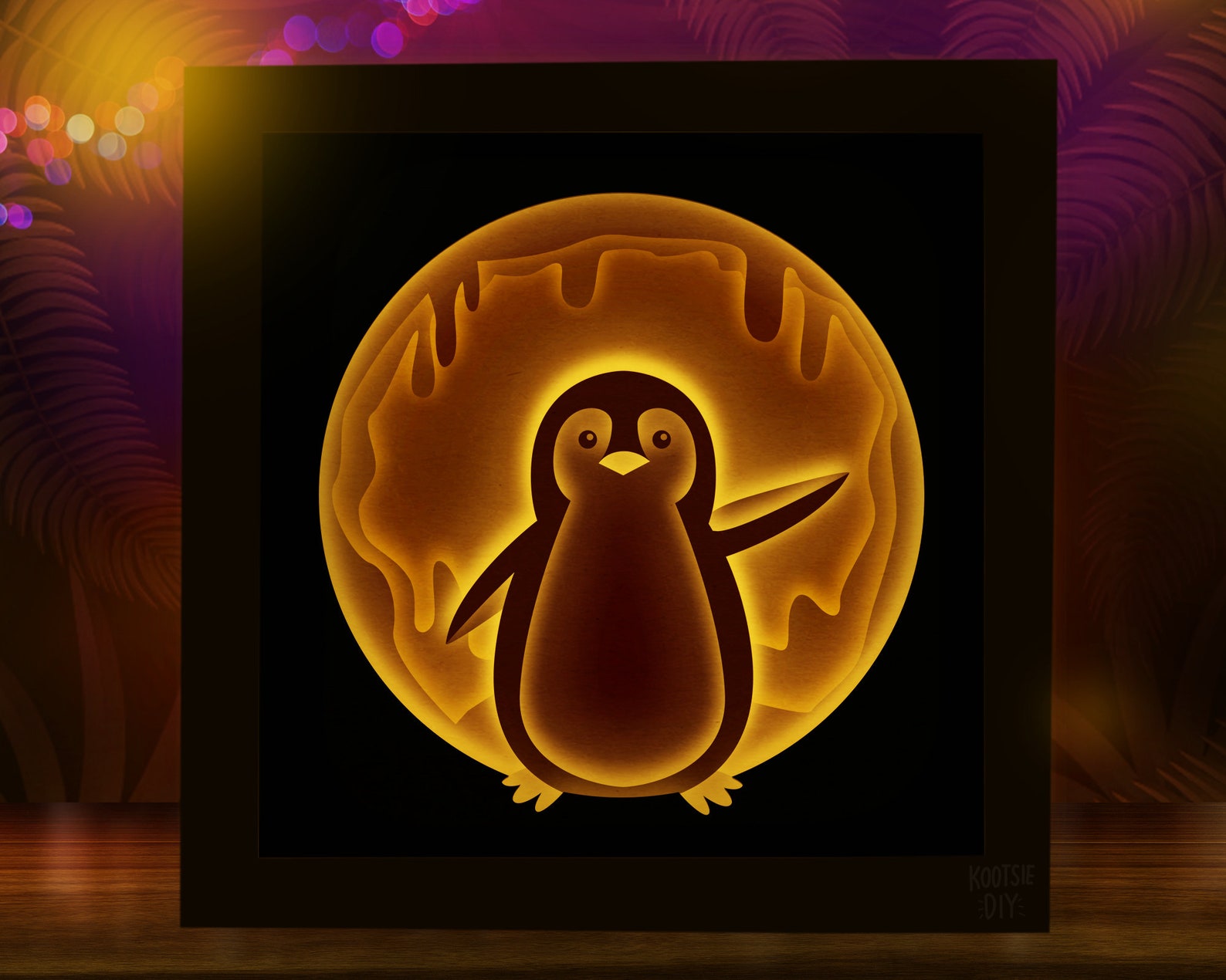 Penguin Layer Shadow Box SVG for Cricut, Silhouette, Cute Penguin Layer ...