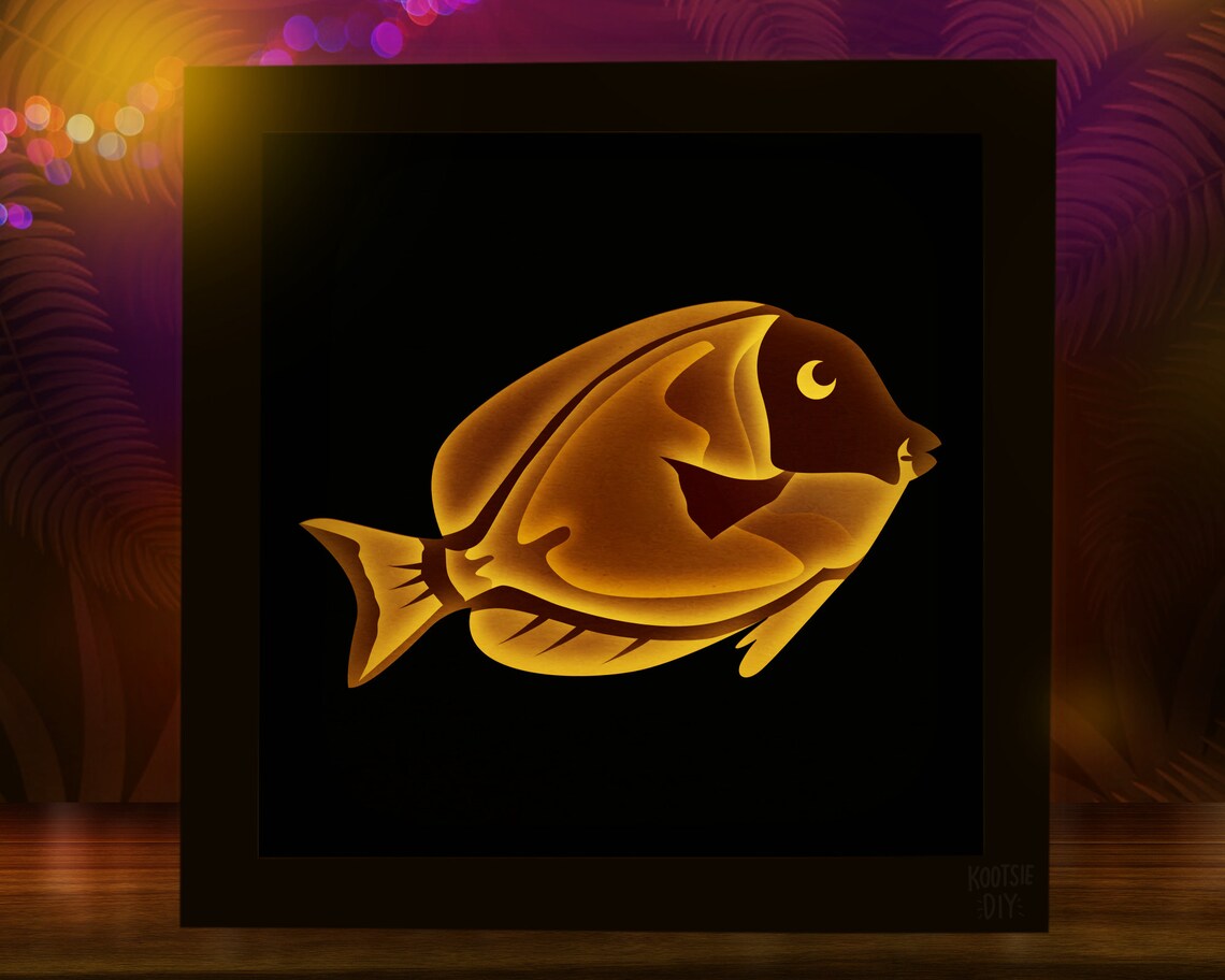 3D Blue Tang Fish Shadow Box SVG for Cricut Silhouette - Etsy