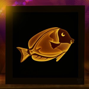 3D Blue Tang Fish Shadow Box SVG for Cricut, Silhouette, Fishing 3d ...