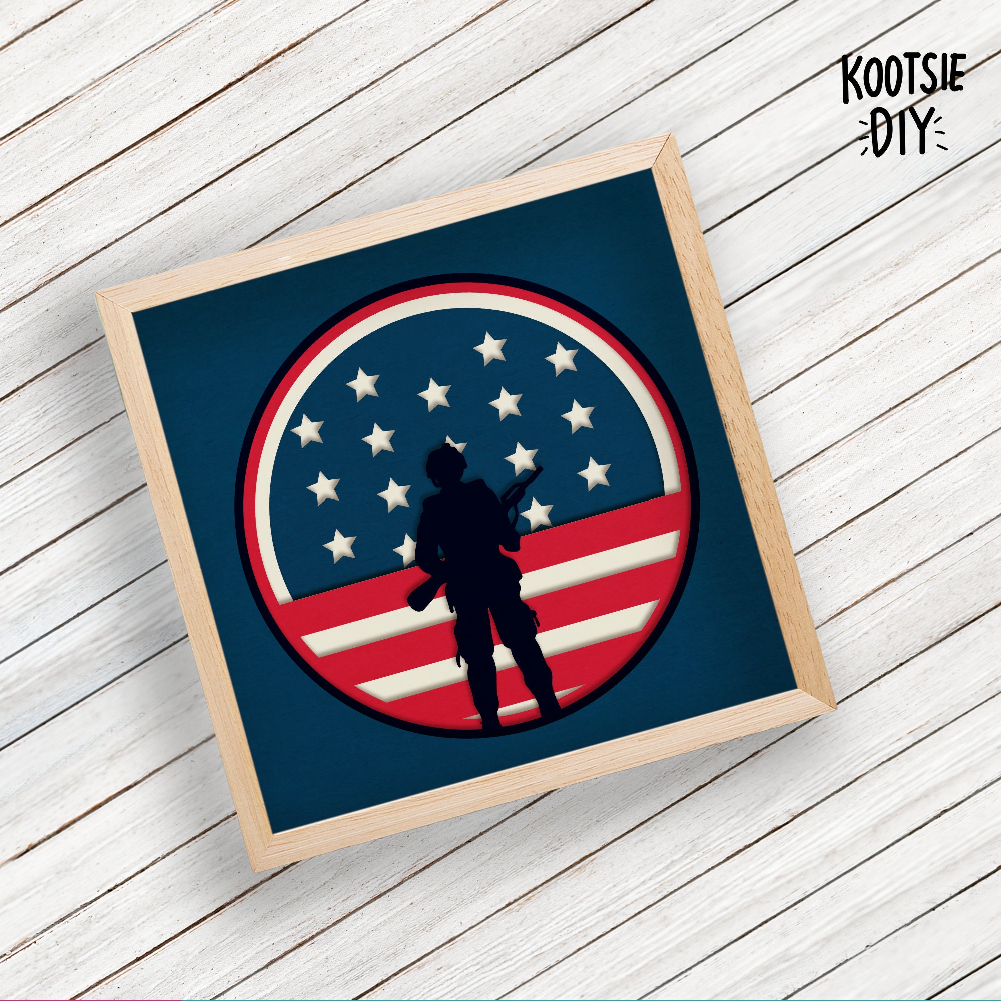 Military Shadow Box SVG for Cricut Silhouette Army 3d Layered - Etsy