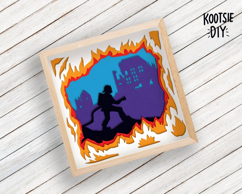 3D Firefighter Shadow Box SVG for Cricut, Silhouette, Firemen 3d ...