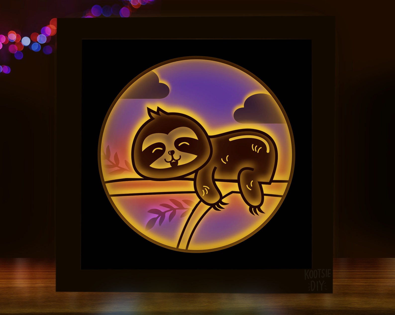 3D Sloth Shadow Box SVG for Cricut Silhouette Cute Sloth 3d - Etsy