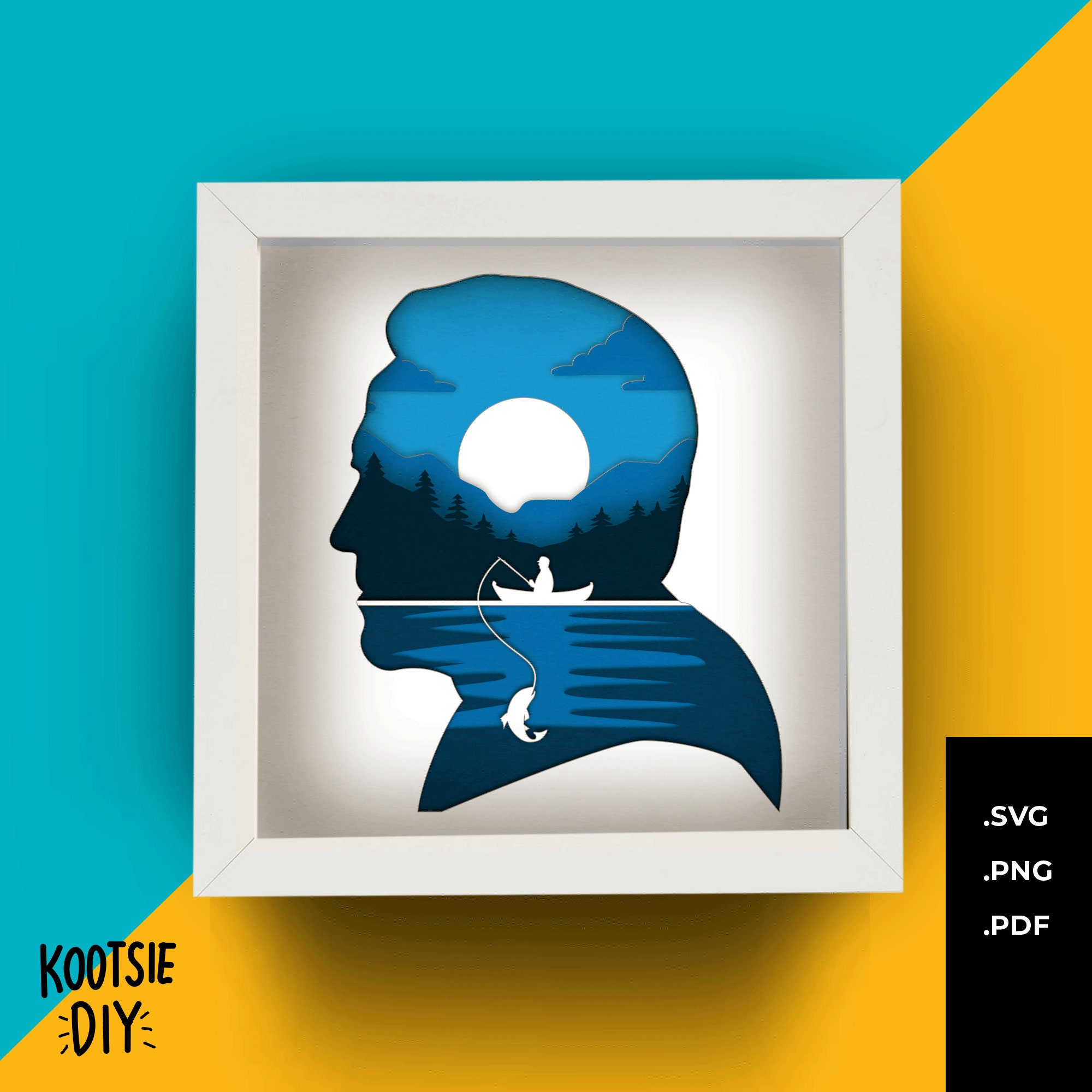 Fishing Shadow Box SVG for Cricut, Silhouette, Father 3d Layered ...