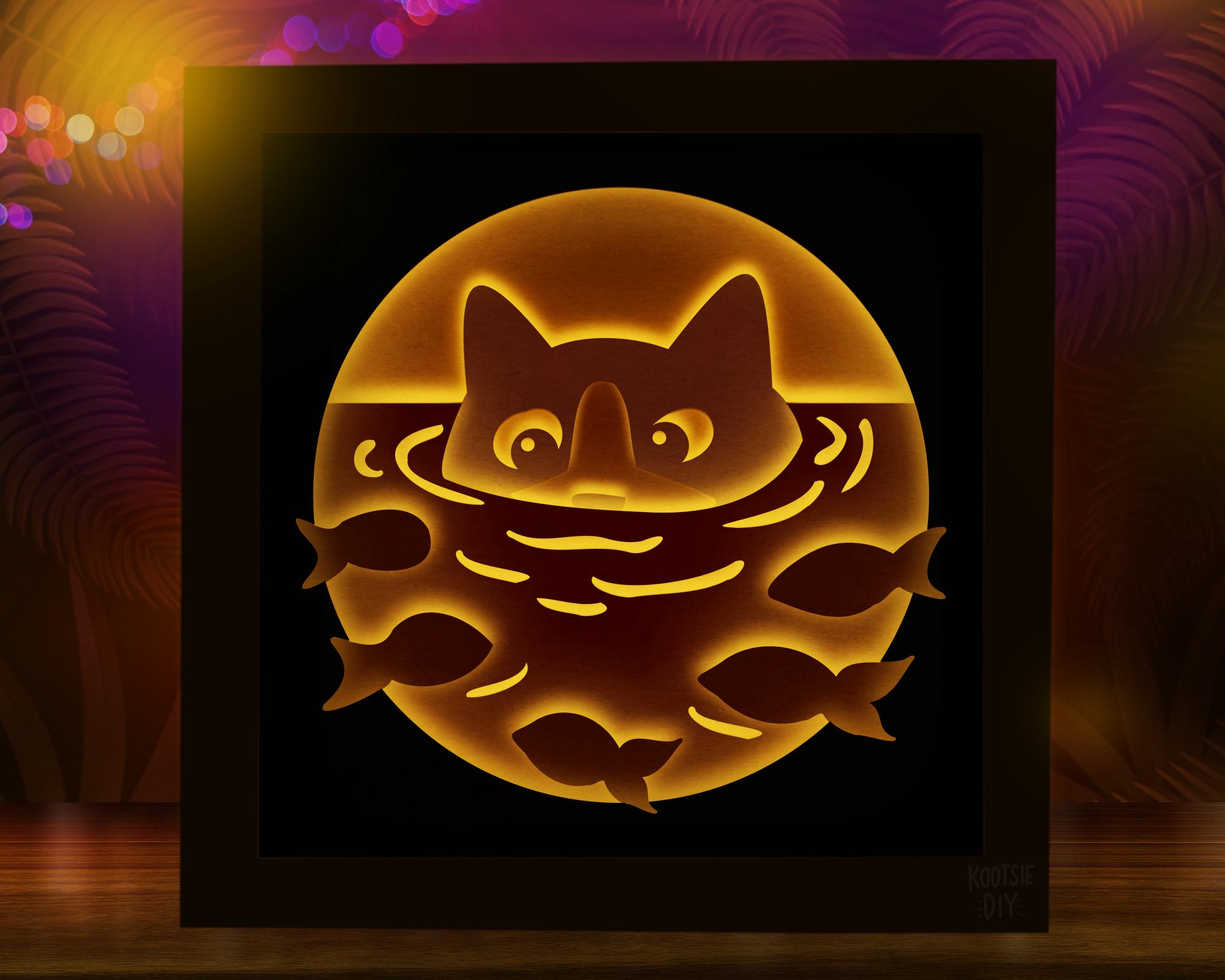 3D Layered Cat Shadow Box Svg for Cricut, Silhouette, Kitty 3d Layered ...