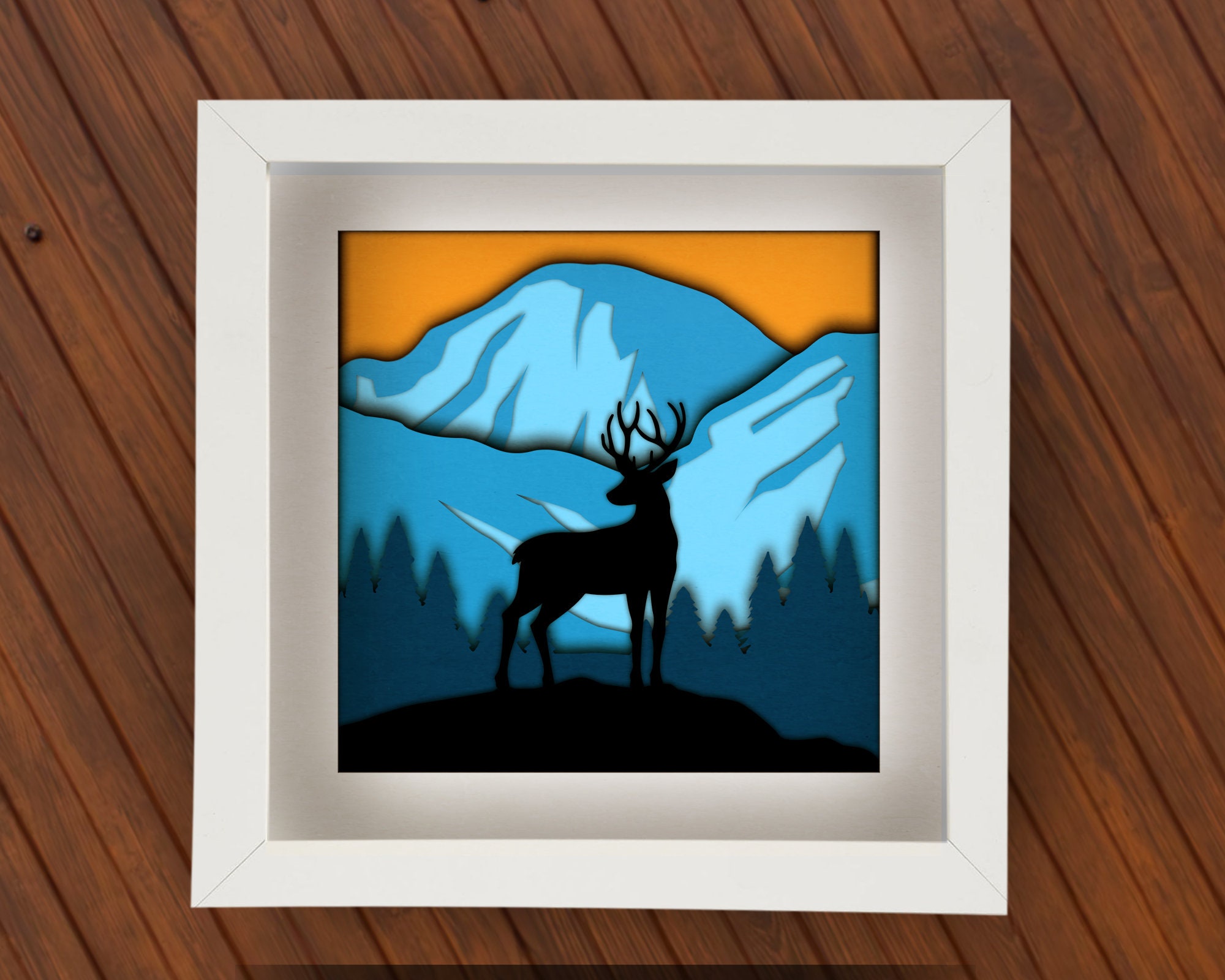 3D Deer Shadow Box SVG for Cricut, Silhouette, Alps 3d Layered Mandala, Forest DIY Gift, Paper ...