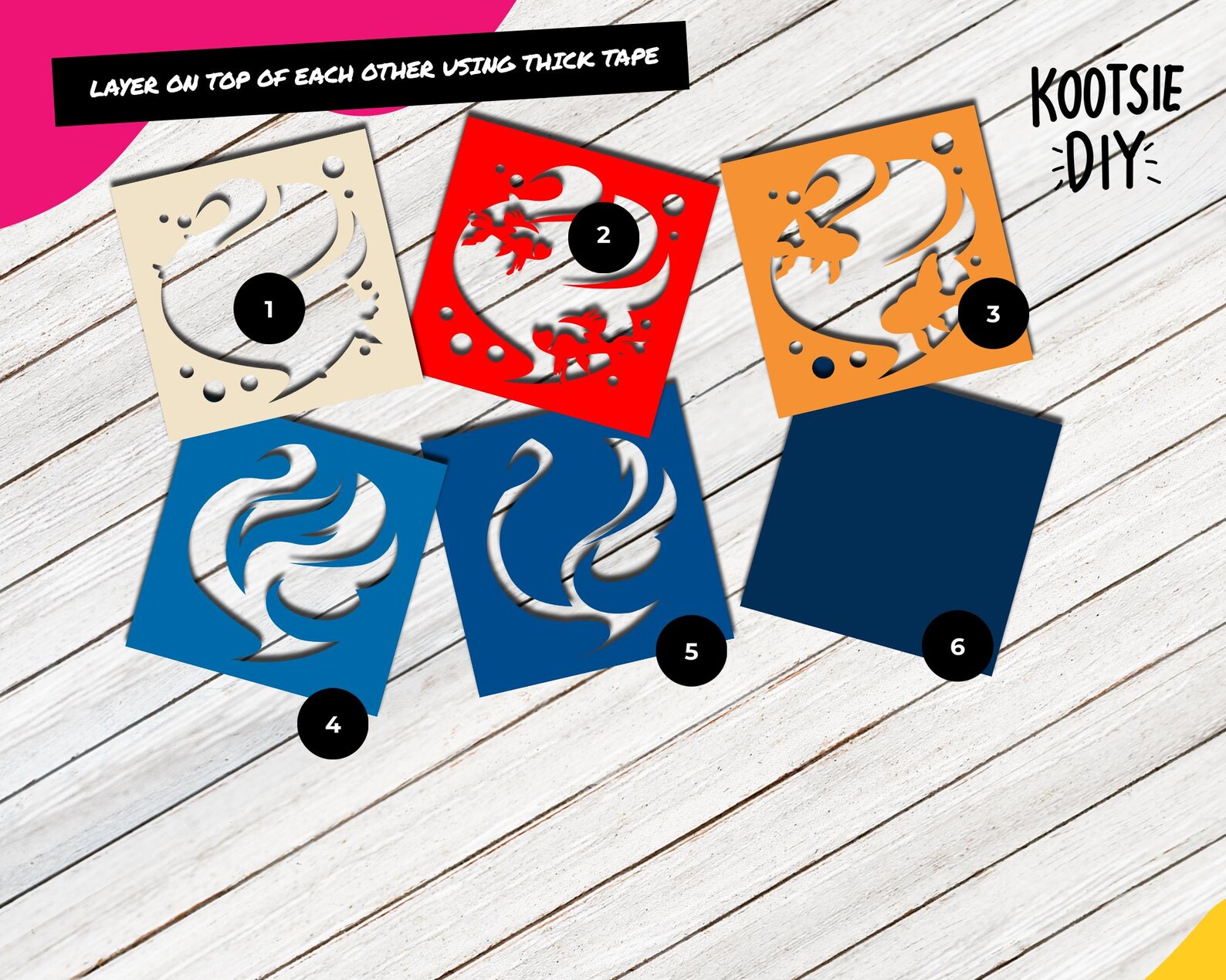 3D Goldfish Underwater Shadow Box SVG, Layered Paper Cut File for ...