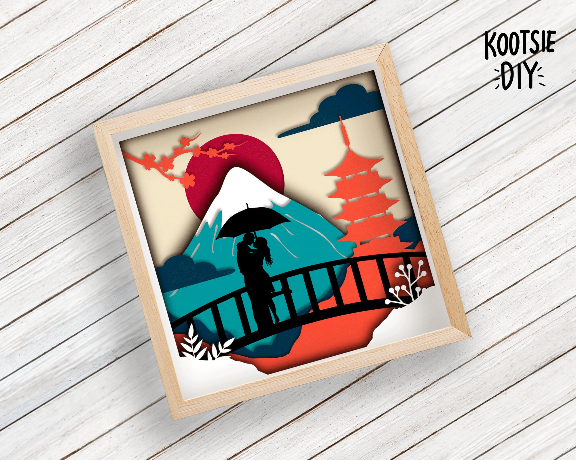 3D Japan Shadow Box SVG for Cricut Silhouette Osaka Layered - Etsy