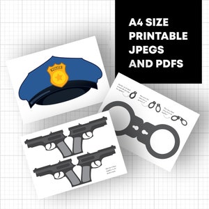 PRINTABLE Police Head Bands, Badge, Paper Gun, Paper Crown, Hand Cuffs ...