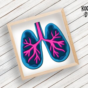 3D Lungs Shadow Box Svg for Cricut, Silhouette, Paramedic 3d Layered ...