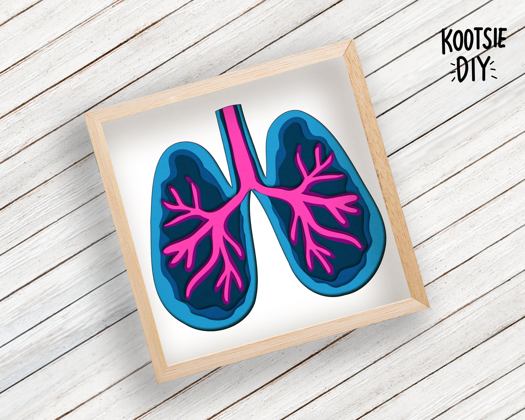 3D Lungs Shadow Box Svg for Cricut, Silhouette, Paramedic 3d Layered ...