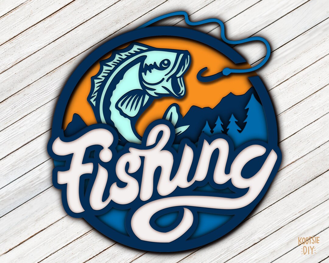 3d Fishing Shadow Box SVG for Cricut, Silhouette, Carp 3d Layered ...