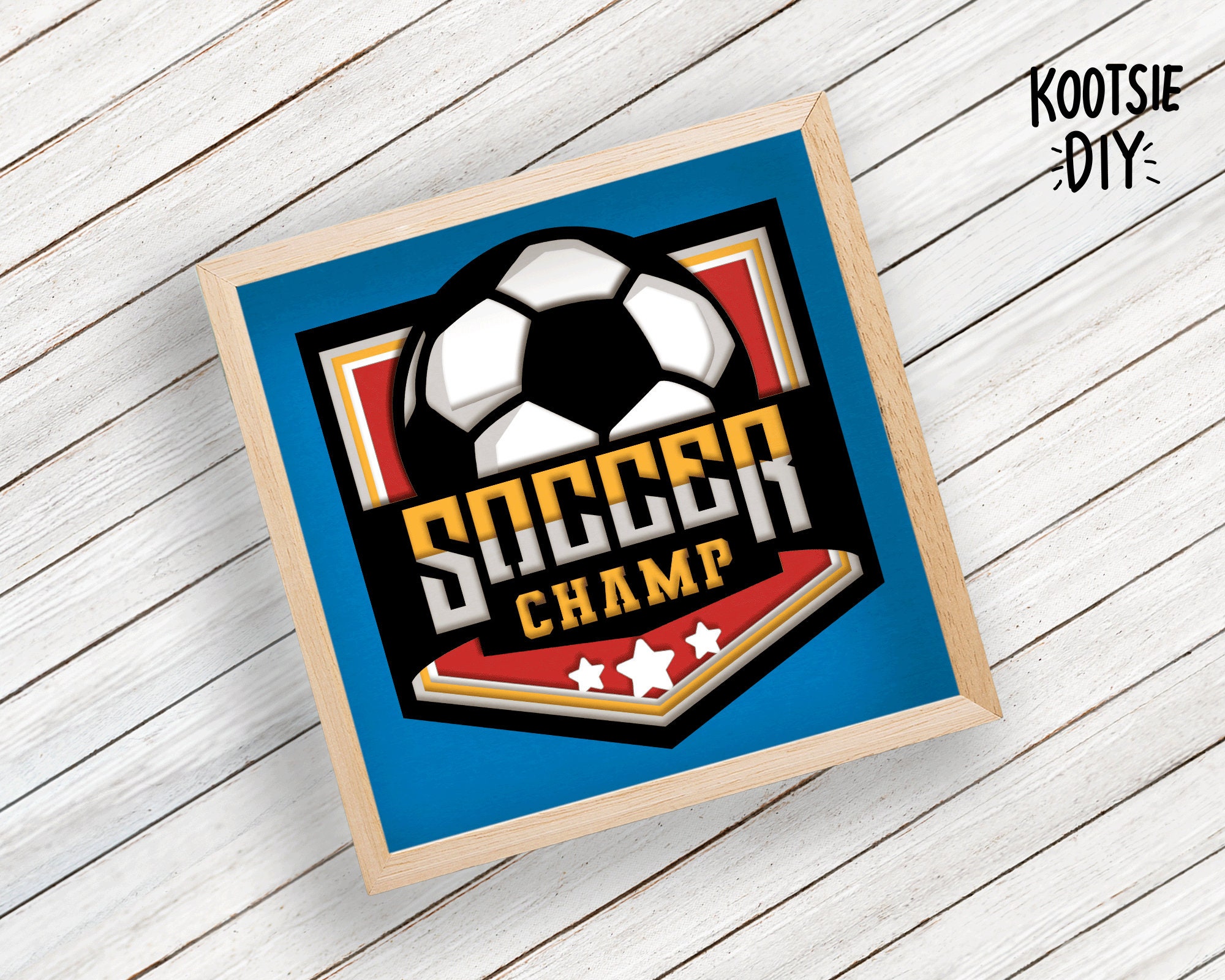 3D Soccer Shadow Box Svg for Cricut Silhouette, Football 3d Layered SVG ...