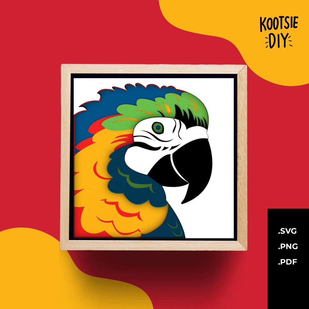 Parrot Shadow Box SVG for Cricut, Silhouette, Bird 3d Layered Mandala ...