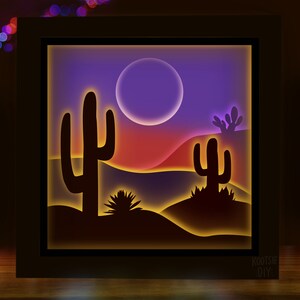 3D Cactus Shadow Box SVG for Cricut, Silhouette, Desert 3d Layered ...
