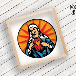 3D Virgin Mary Shadowbox Template for Cricut, Holy Madonna Lightbox ...