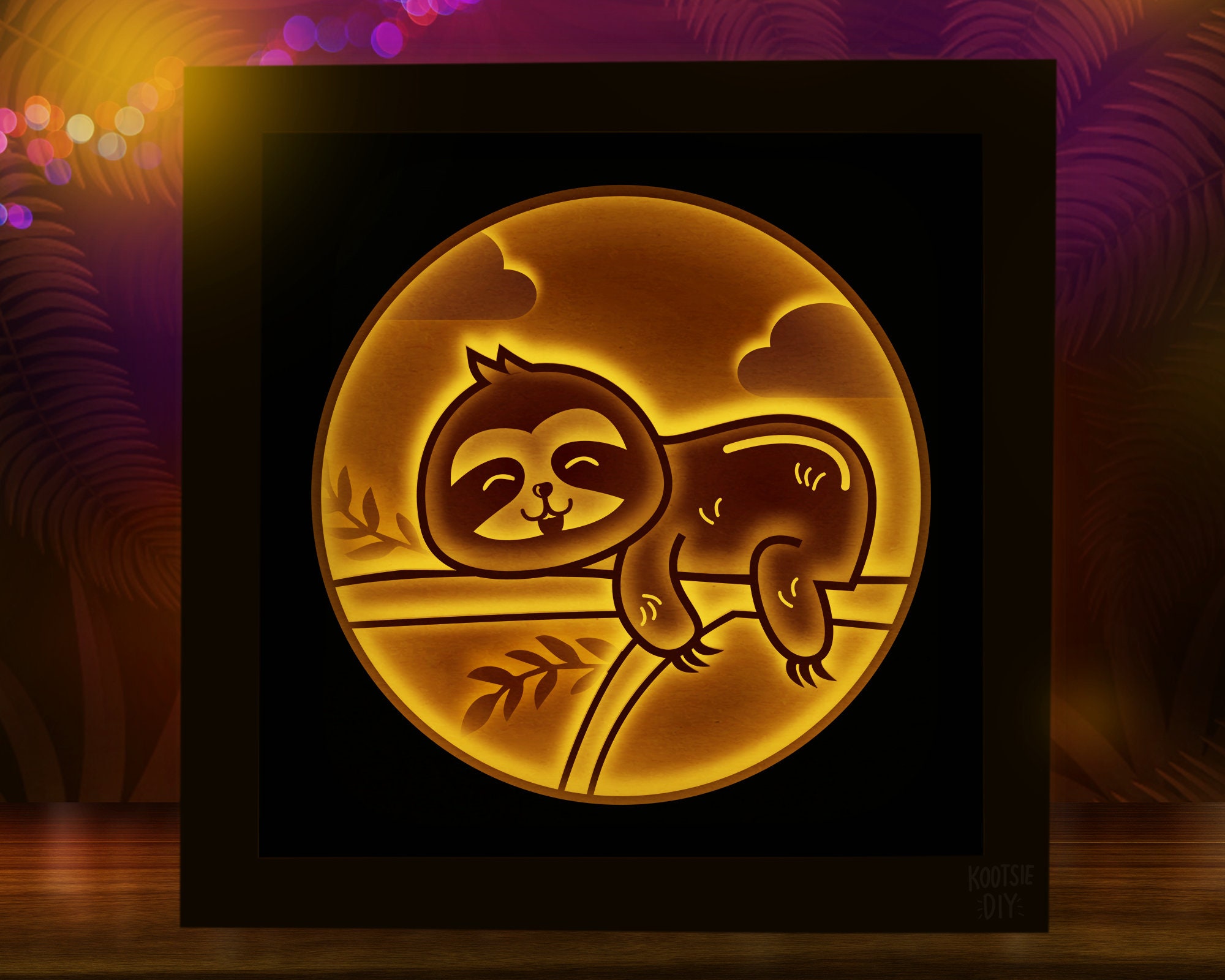 3D Sloth Shadow Box SVG for Cricut Silhouette Cute Sloth 3d - Etsy