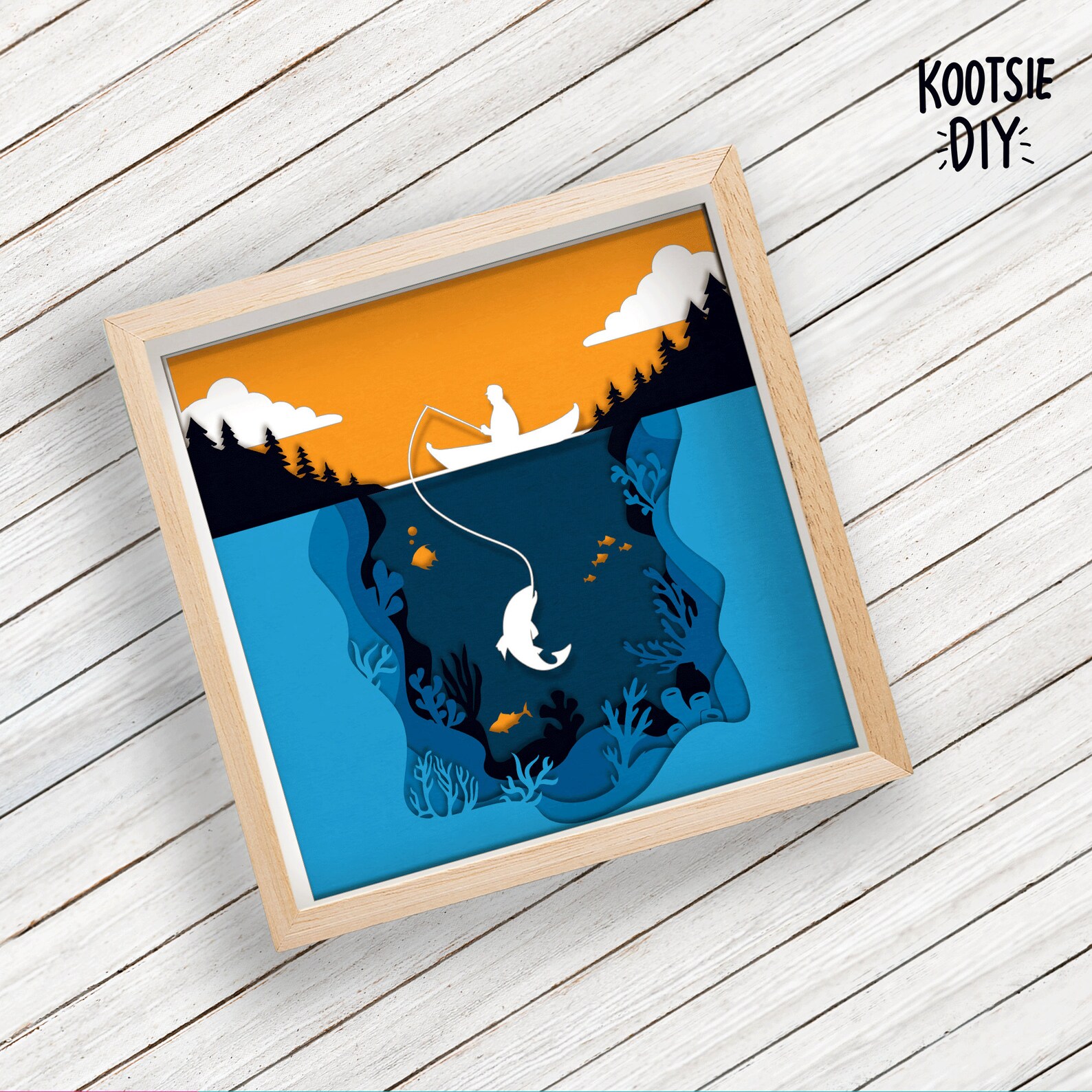 Fishing Shadow Box SVG for Cricut, Silhouette, Father 3d Layered ...