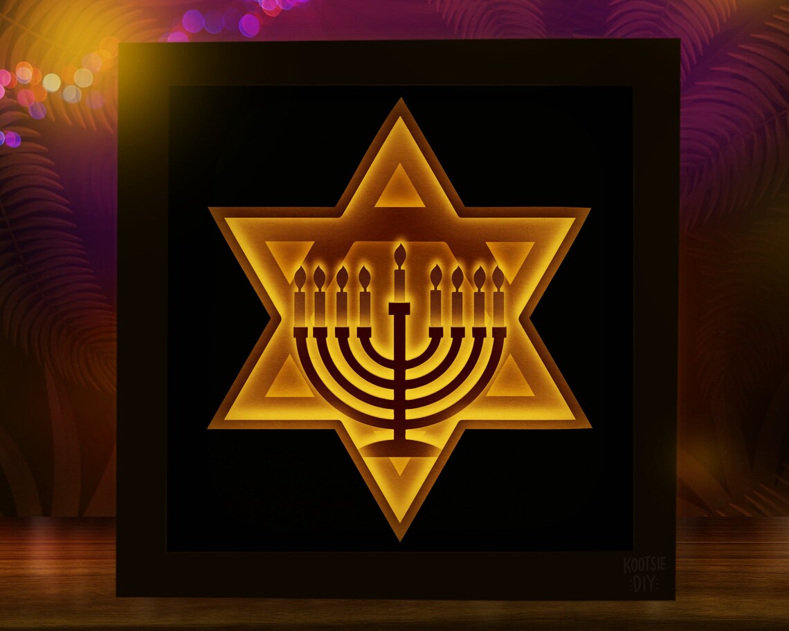 3D Hanukkah Shadow Box, Layered SVG for Cricut, Silhouette, Jewish 3d ...