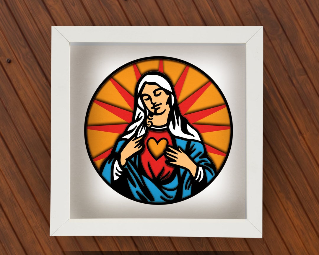 3D Virgin Mary Shadowbox Template for Cricut, Holy Madonna Lightbox ...