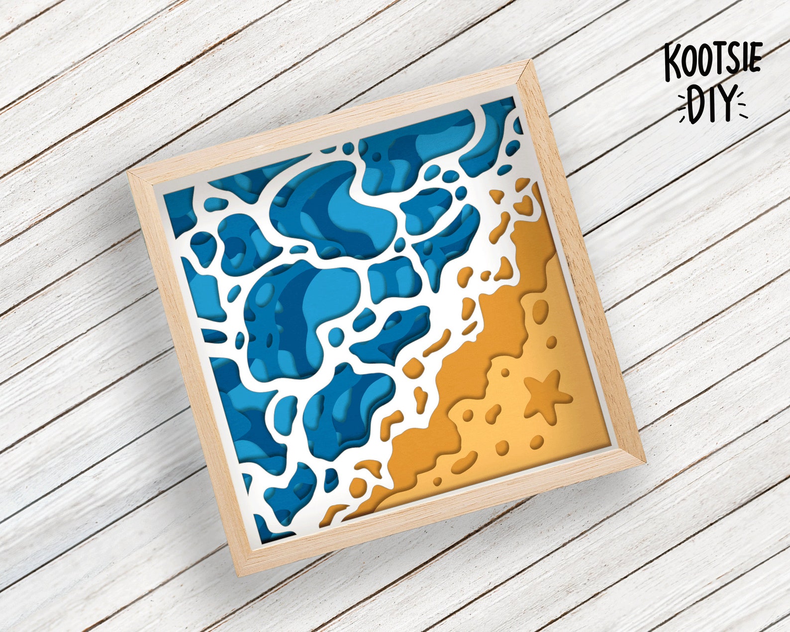 3d Beach Shadow Box SVG for Cricut, Silhouette, Ocean 3d Layered ...