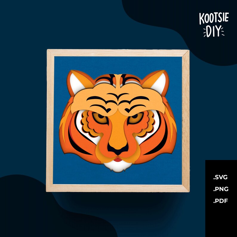 Tiger Shadow Box SVG for Cricut Silhouette Tiger 3d Layered - Etsy