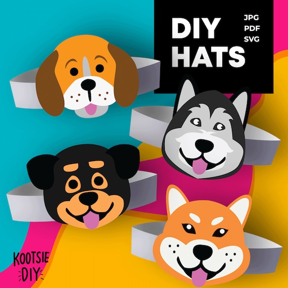 Layered Dog Party Hats Printable for Kids Puppy Paper Crowns - Etsy