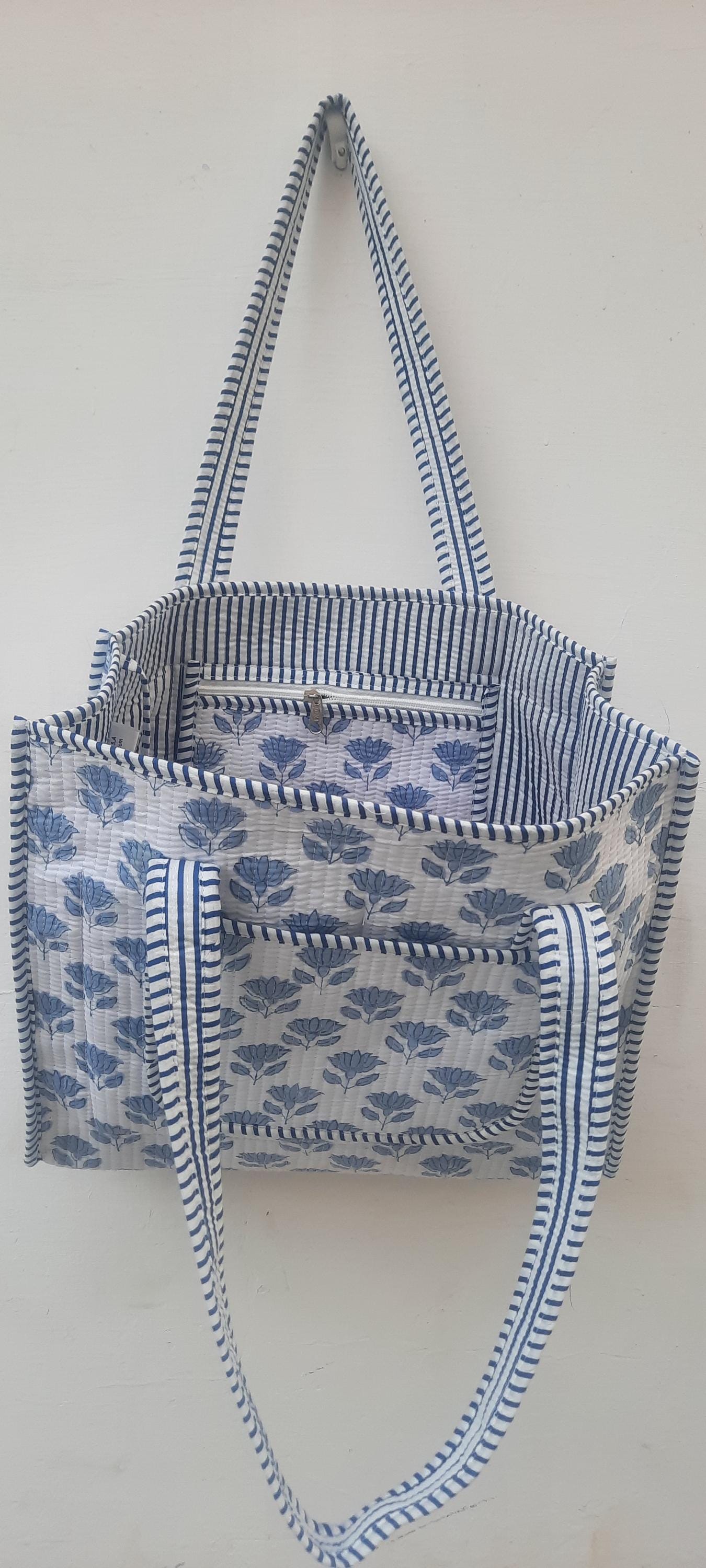 Handmade Floral Print Quilted Cotton Tote Bag Reversible Patchwork ...