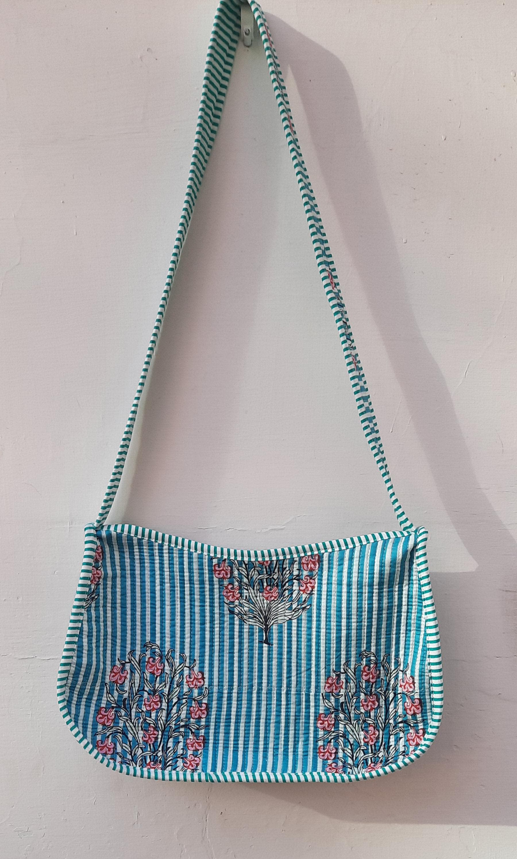 Block Print Cotton Quilted Crossbody Bag, Floral Print Hand Bags - Etsy