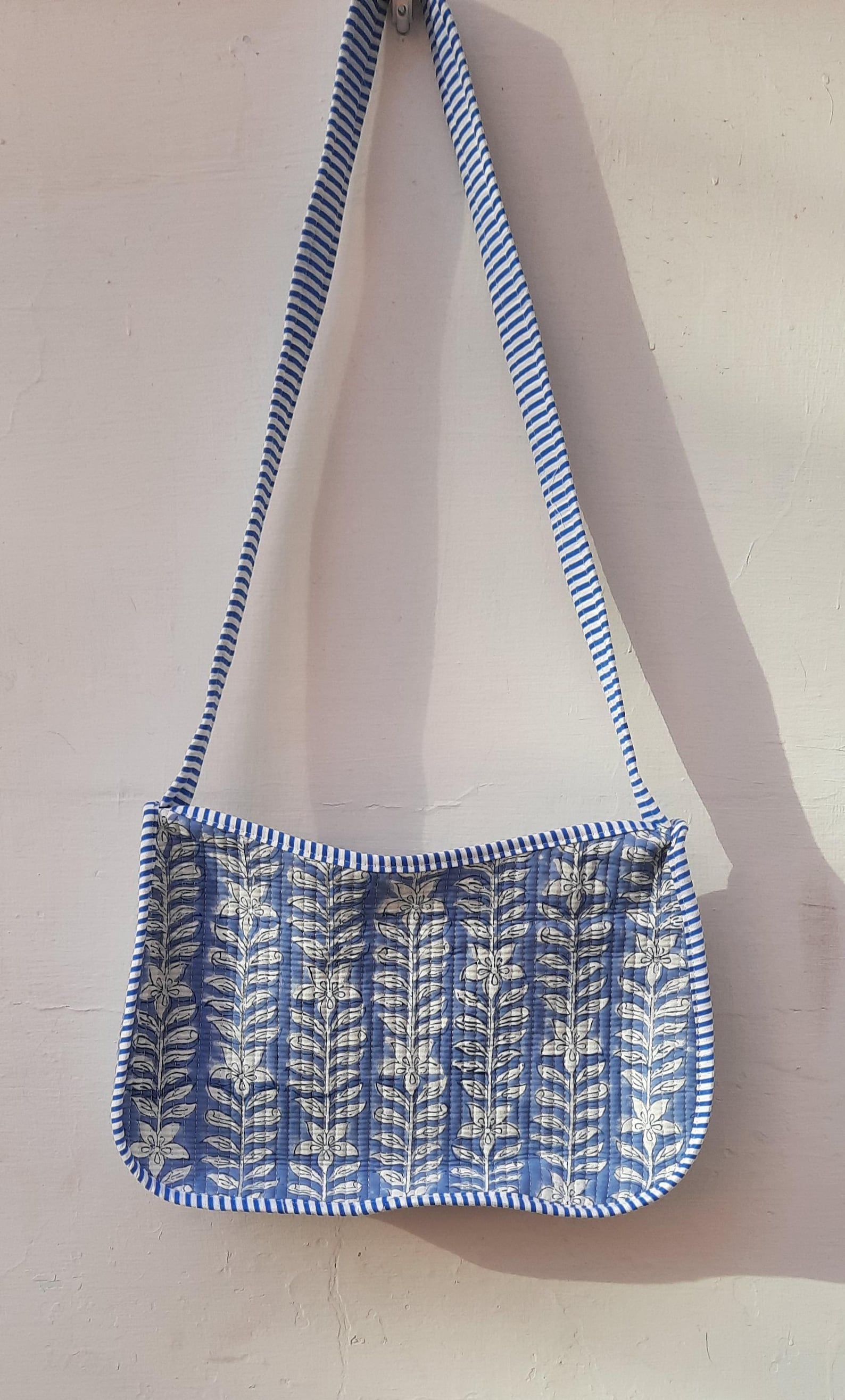 Block Print Cotton Quilted Crossbody Bag, Floral Print Hand Bags - Etsy
