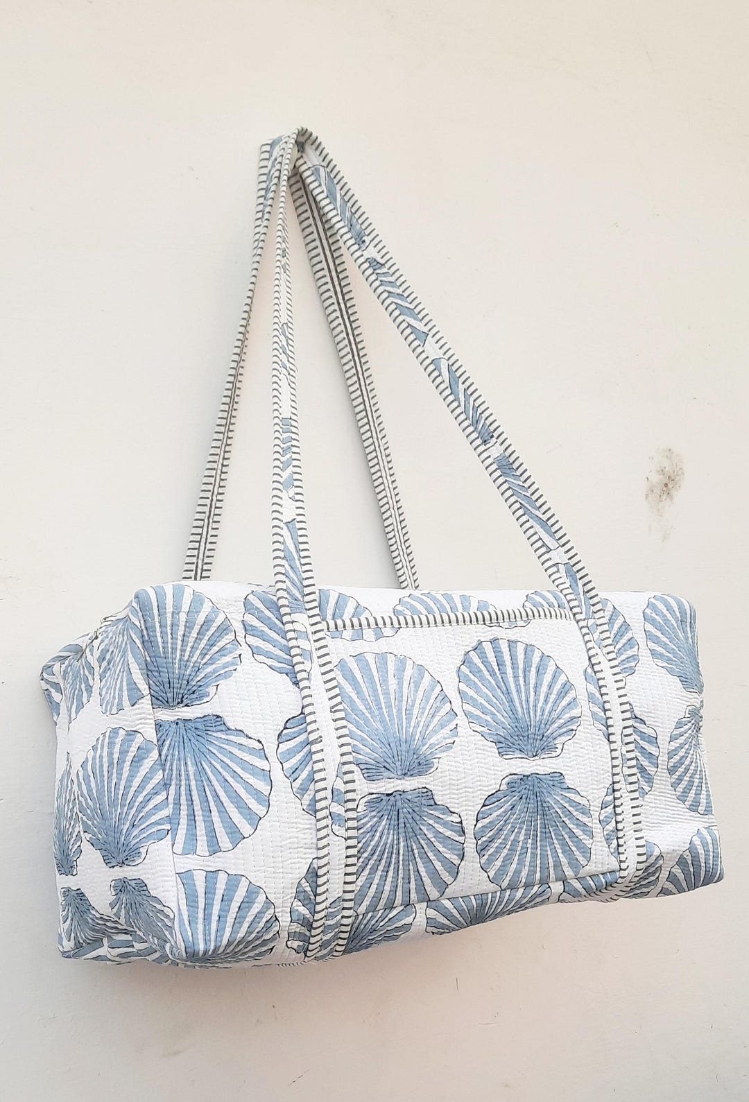 Handmade Large Cotton Quilted Weekender Bag, Block Print Travel Luggage ...