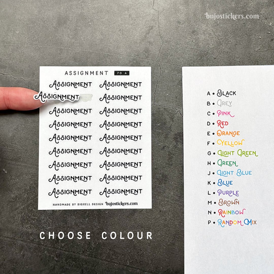 Assignment Stickers • School, Study, Teacher, Work. Vintage Style Font ...