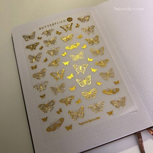 Gold Butterfly Stickers • Gold Foil Butterflies 03 • Gilded Golden ...