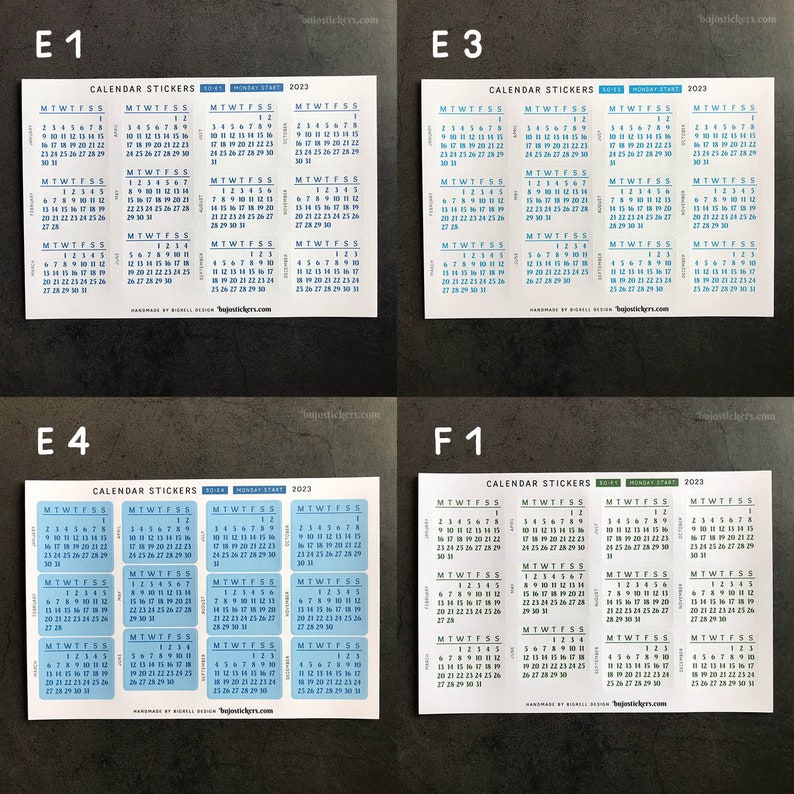 Calendar Sticker for Your Bullet Journal, Calendar, Planner or Agenda ...