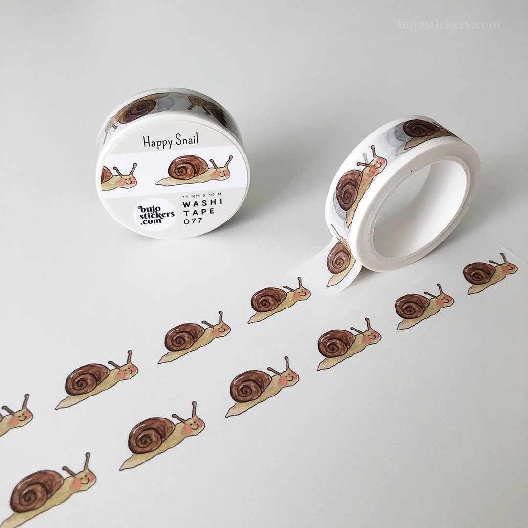 Happy Snail Washi Tape • Cute Animal Tape • Decorative Masking Tape ...
