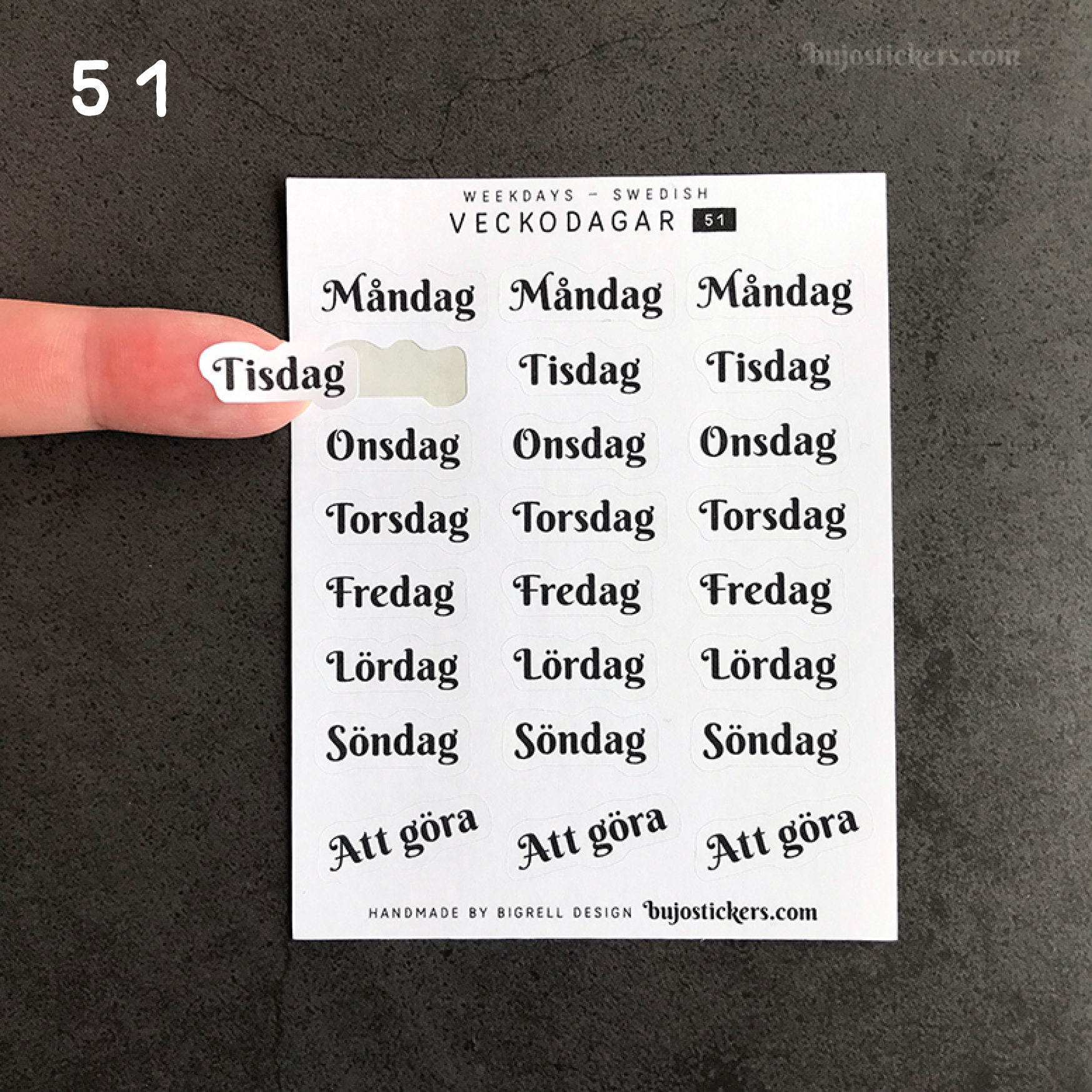 Svenska Veckodagar. Swedish Weekdays. Paper Stickers for Bullet ...