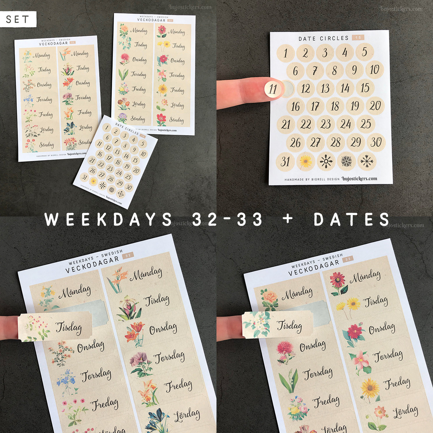 Veckodagar på svenska Swedish weekday stickers with vintage | Etsy