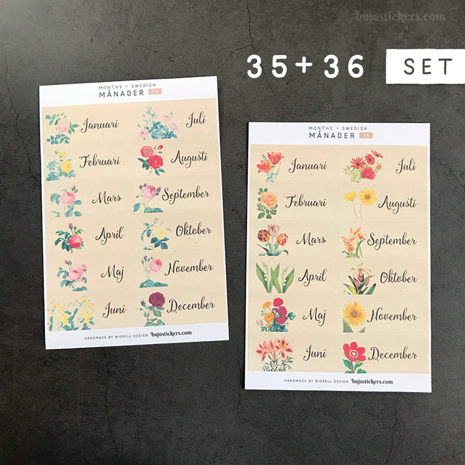 Månaderna På Svenska Swedish Month Stickers With Vintage - Etsy UK