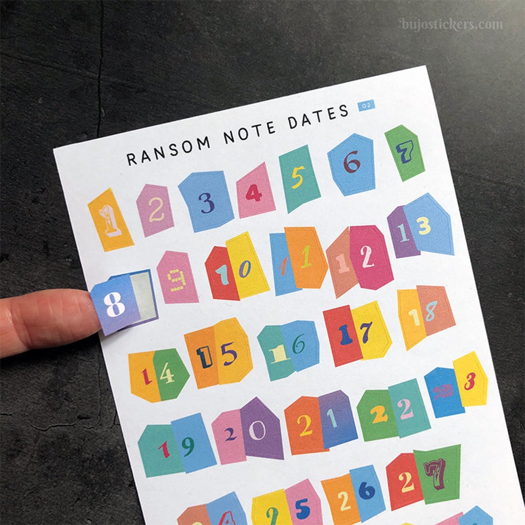 Ransom Note Dates 02 Stickers With Numbers 1-31 for Bullet Journals ...