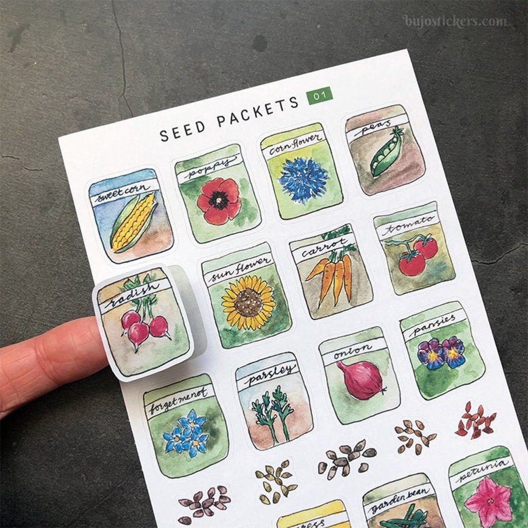 Seed Packets 01 • Flower and Veggie Seed Stickers for Bujo, Planners ...