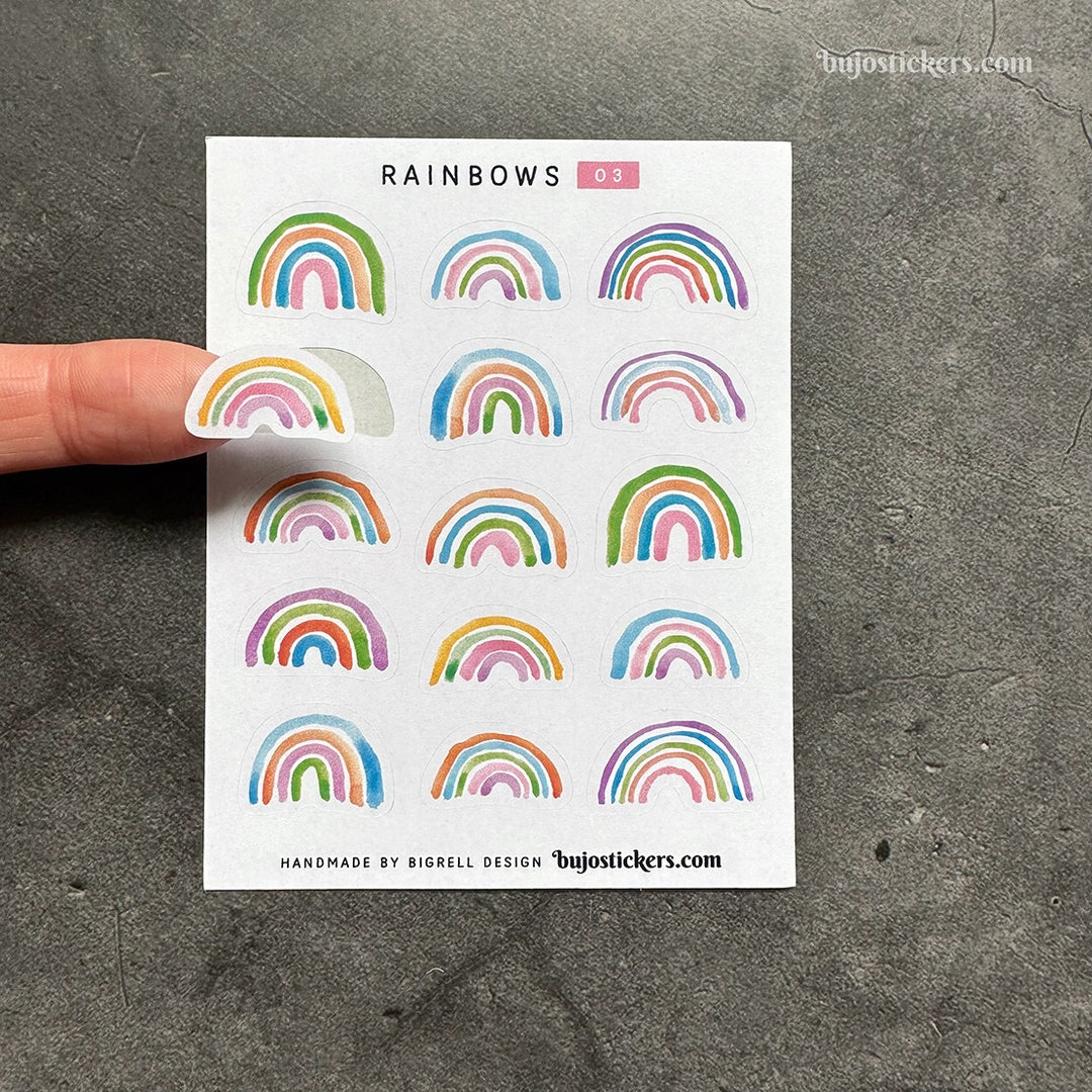Rainbow Stickers. Handdrawn Sticker Rainbows in Happy Colours . for ...