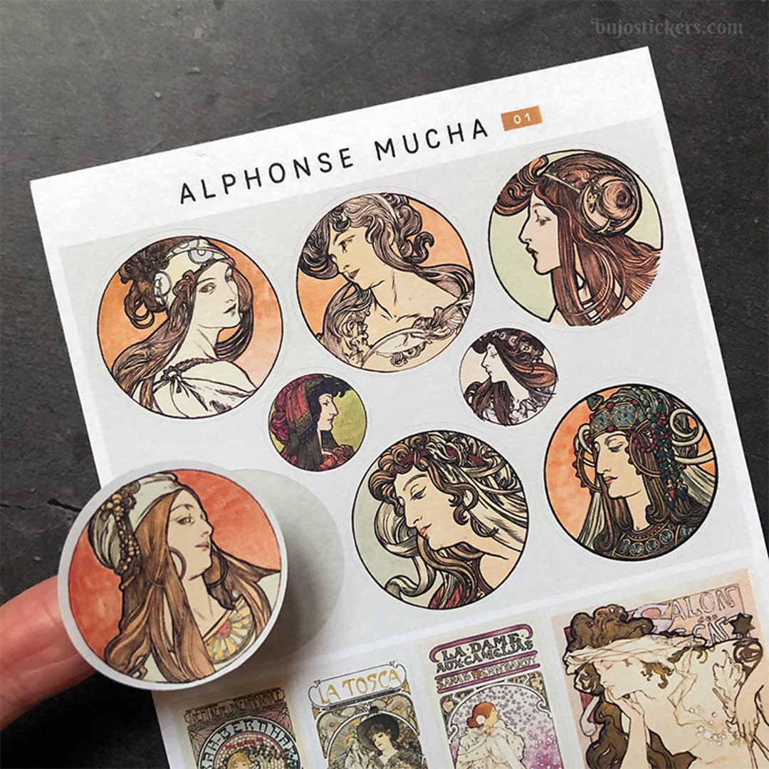 Alphonse Mucha 01 Decorative Stickers for Bujo, Planners, Scrapbooking ...