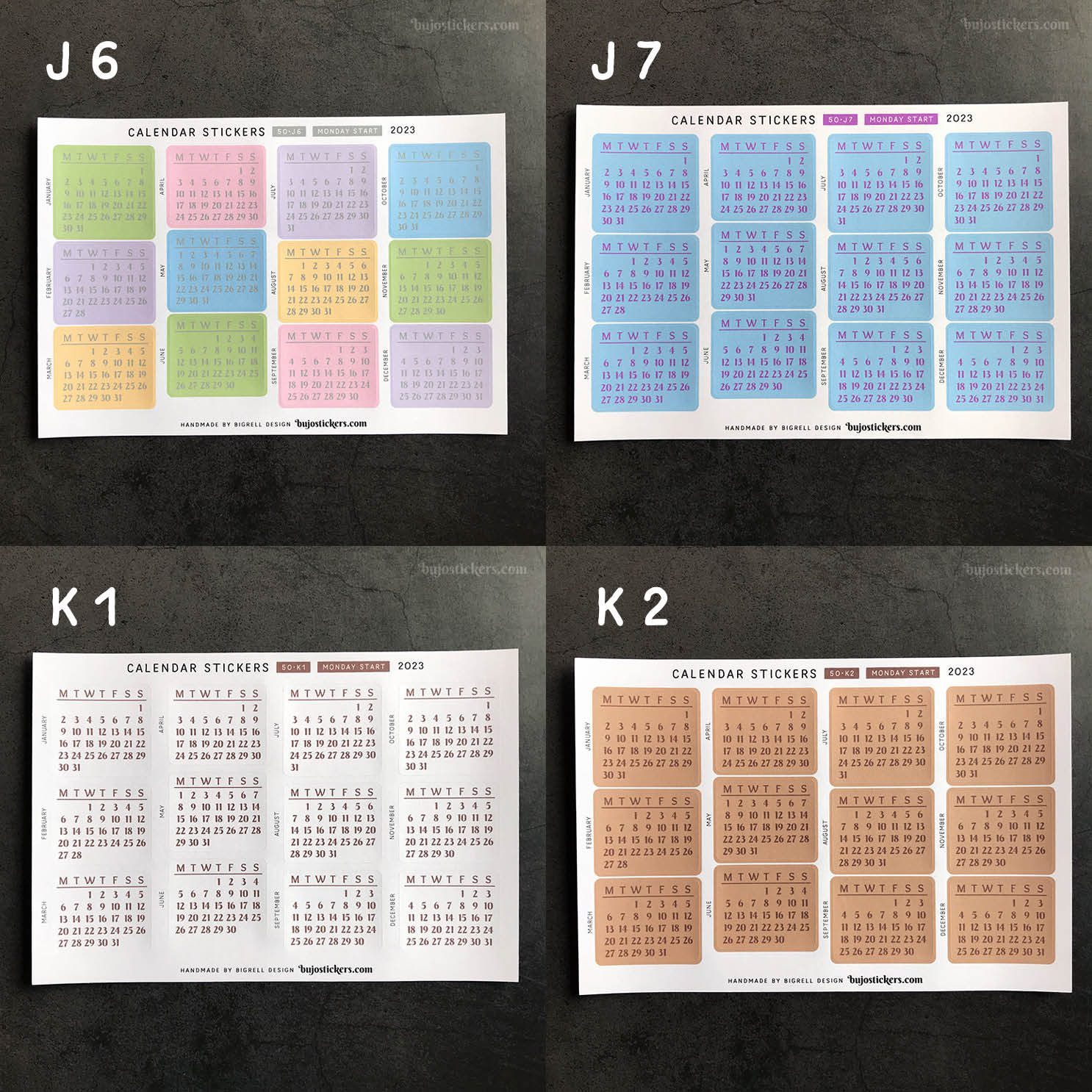 Calendar Sticker for Your Bullet Journal, Calendar, Planner or Agenda ...