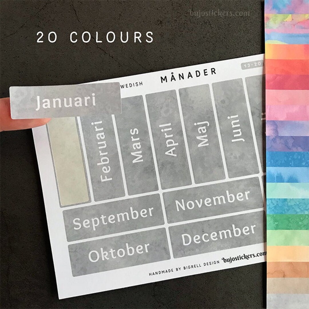 Swedish Months Stickers 13 20 Watercolor Options. Svenska Månader ...
