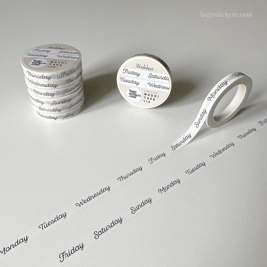 Weekdays Washi Tape • Script Font Days of the Week • Planner Masking ...