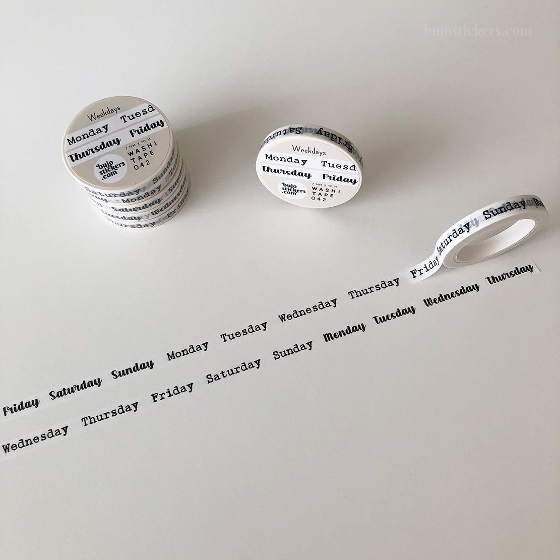 Weekdays Washi Tape • Typewriter Font & Script Font • Planner Masking ...
